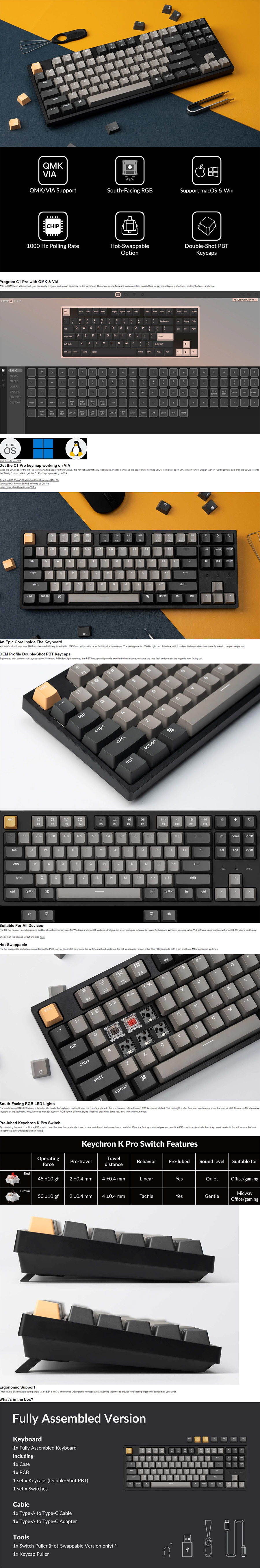 Keychron C1 pro QMK/VIA Hot-swappable RGB 機械式鍵盤 - 2000Fun商城 香港人既遊戲店